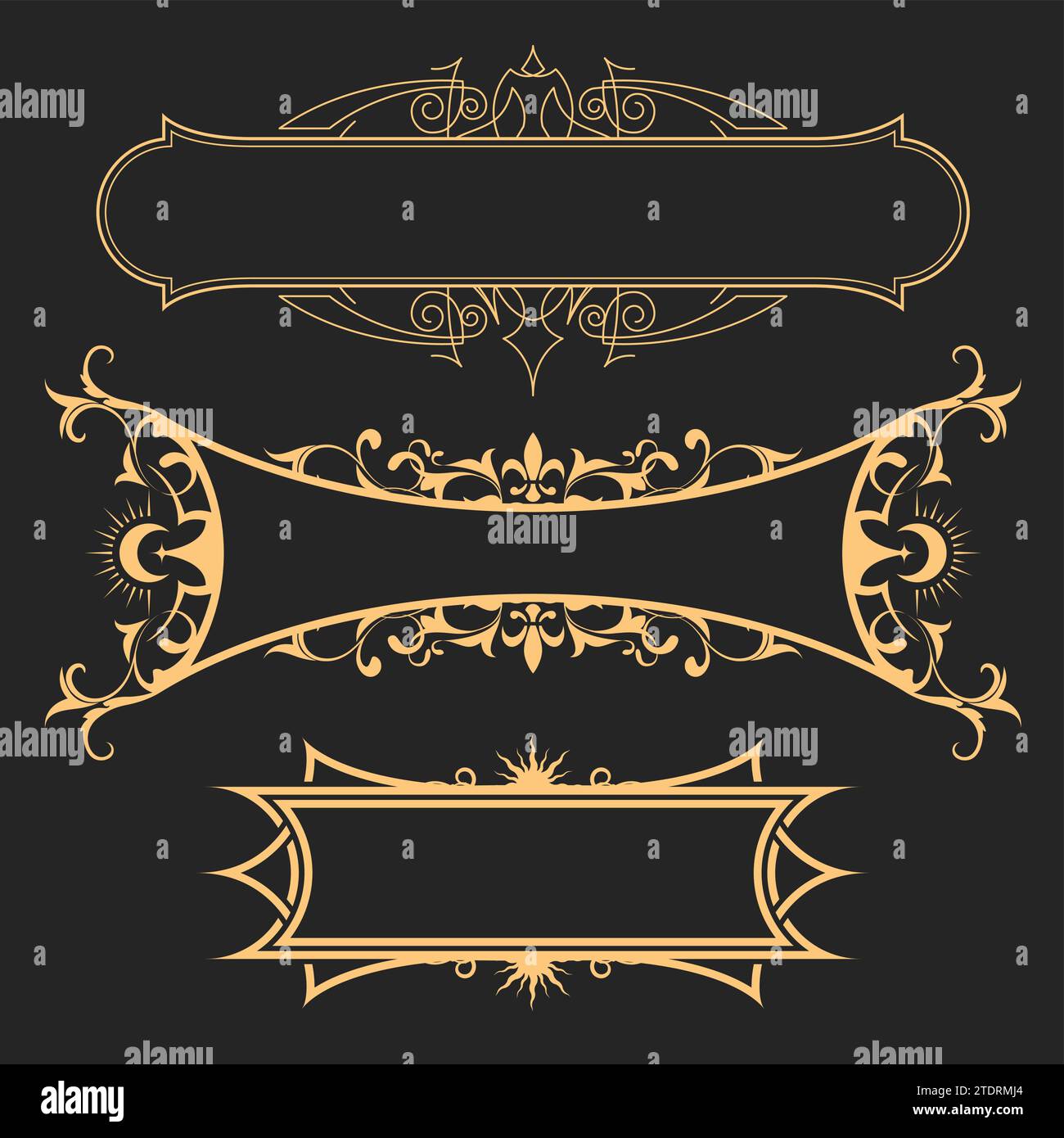 Set of mystic style banners with ornamental border, tarot style frames ...