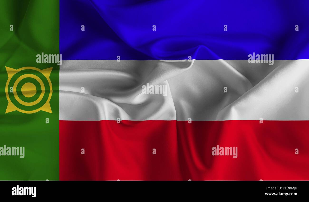 High detailed flag of Khakassia. National Khakassia flag. 3D ...