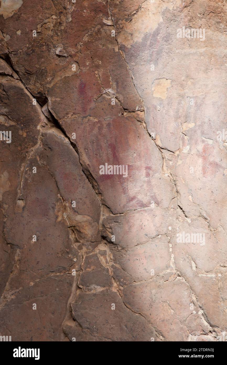 Cave paintings of Chiquita Rock shelter at Villuercas geopark. Canamero ...
