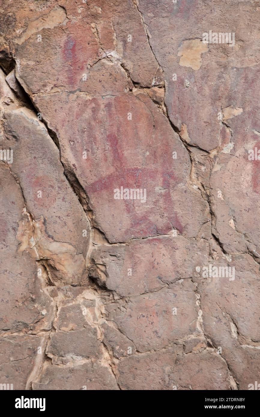 Cave paintings of Chiquita Rock shelter at Villuercas geopark. Canamero ...