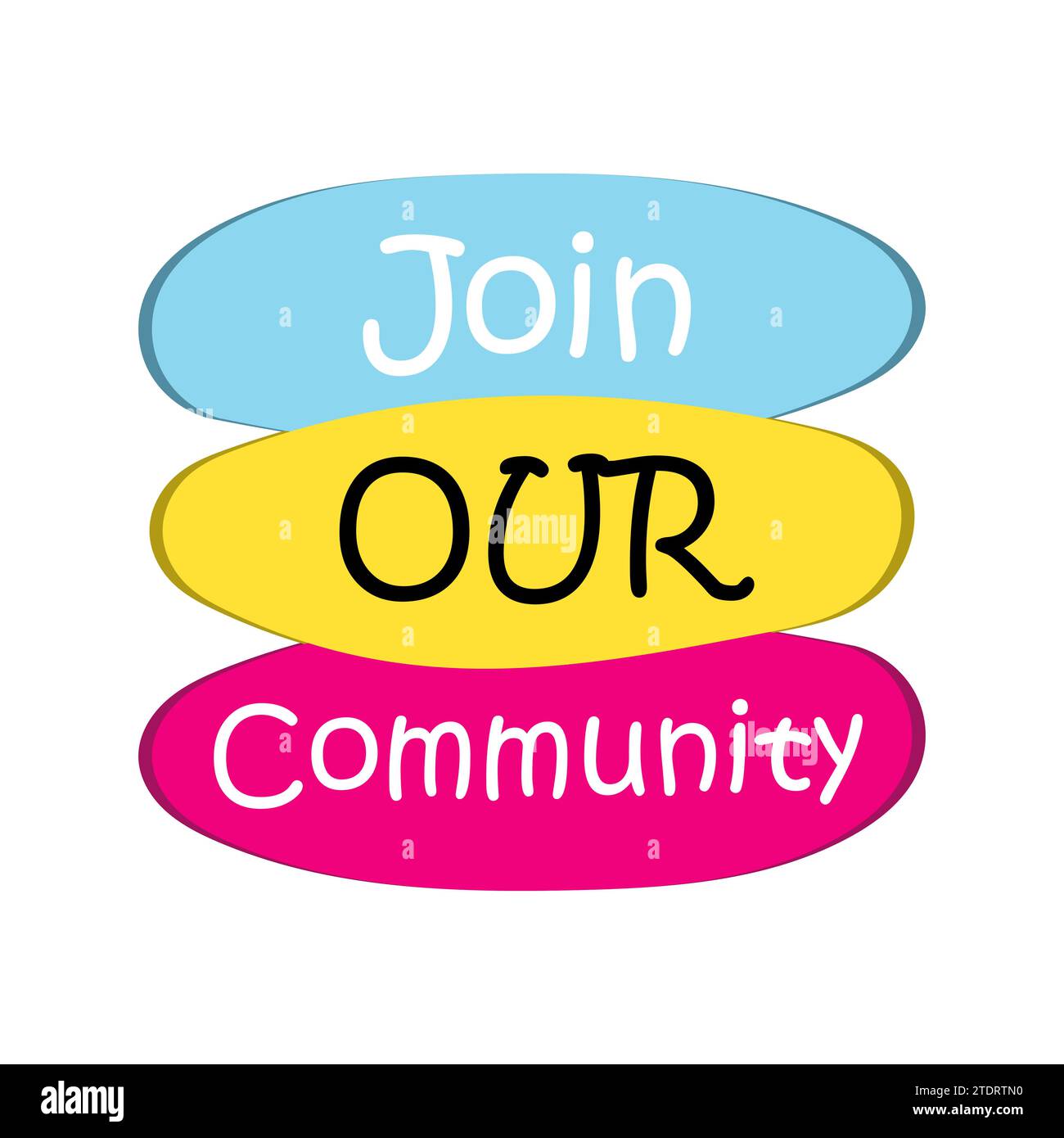 Join our community. Bright invitation, vector banner isolated on white ...