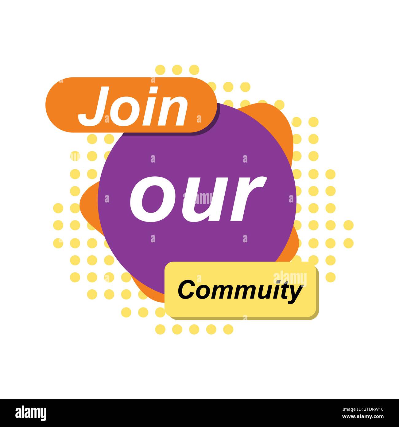 Join our community. Invitation bright banner. Ready promo illustration ...
