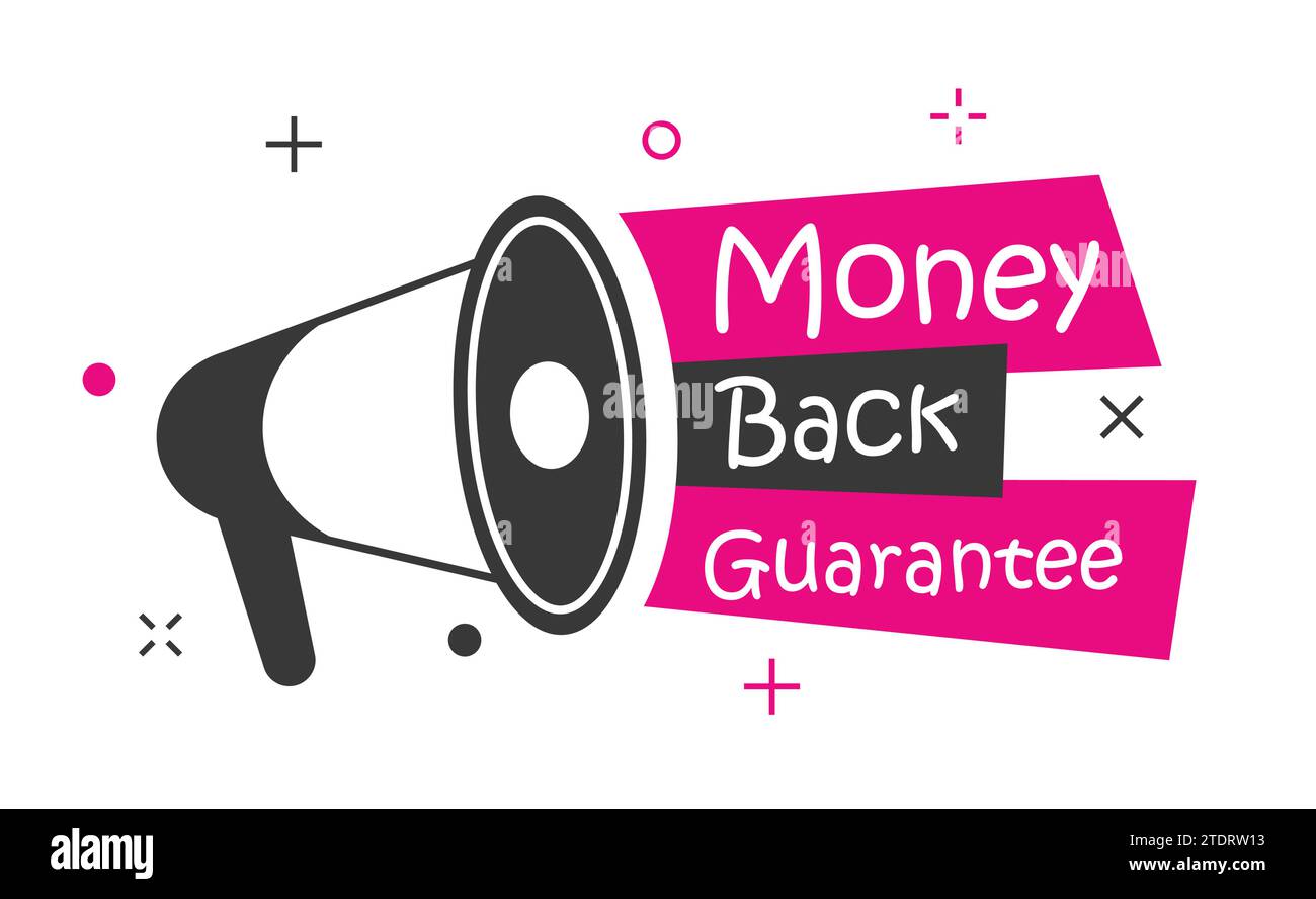 Money back guarantee. Concept of cashback. Bright letters and ...