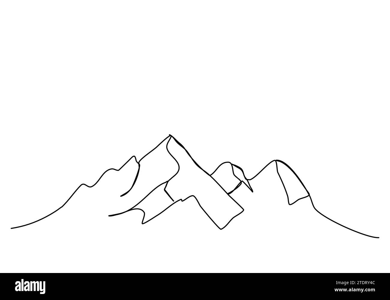 Mountains one line drawing vector illustration Stock Vector Image & Art ...