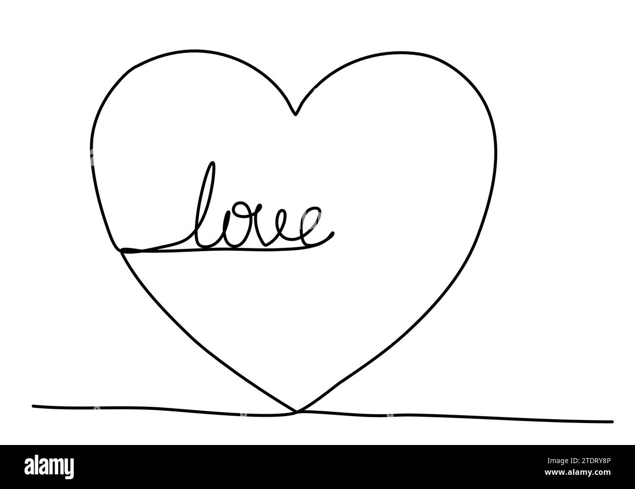 Word love one line drawing vector illustration Stock Vector Image & Art ...