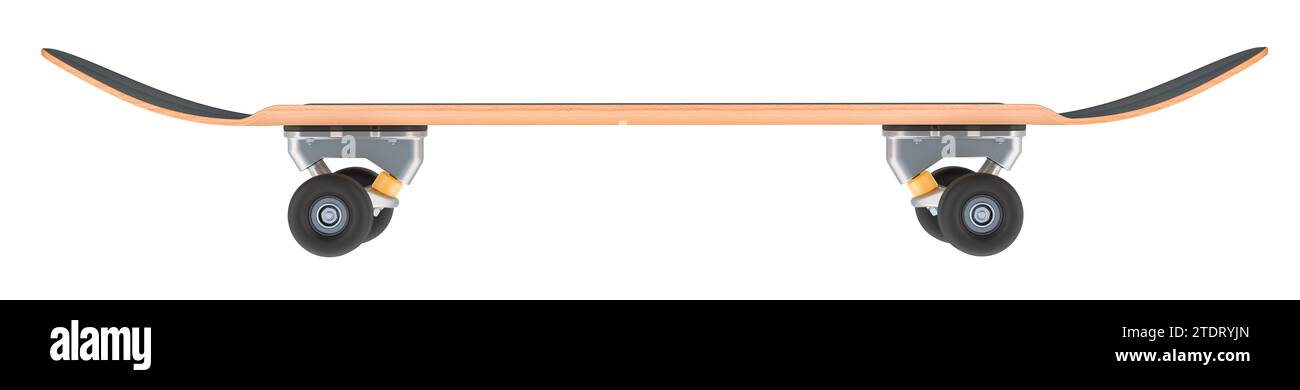 Skateboard, side view. 3D rendering isolated on white background Stock ...