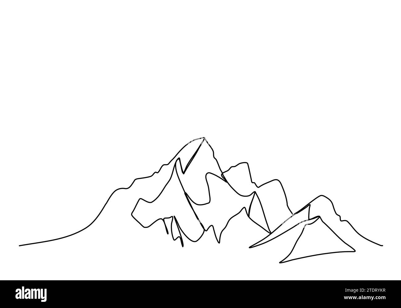 Mountains one line drawing vector illustration Stock Vector Image & Art ...