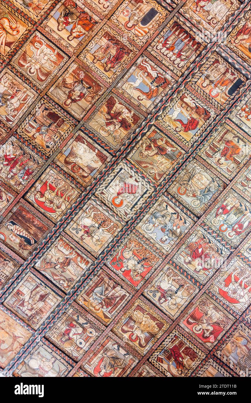 Zillis-Reischen: romanic church St. Martin in Zillis, ceiling in ...