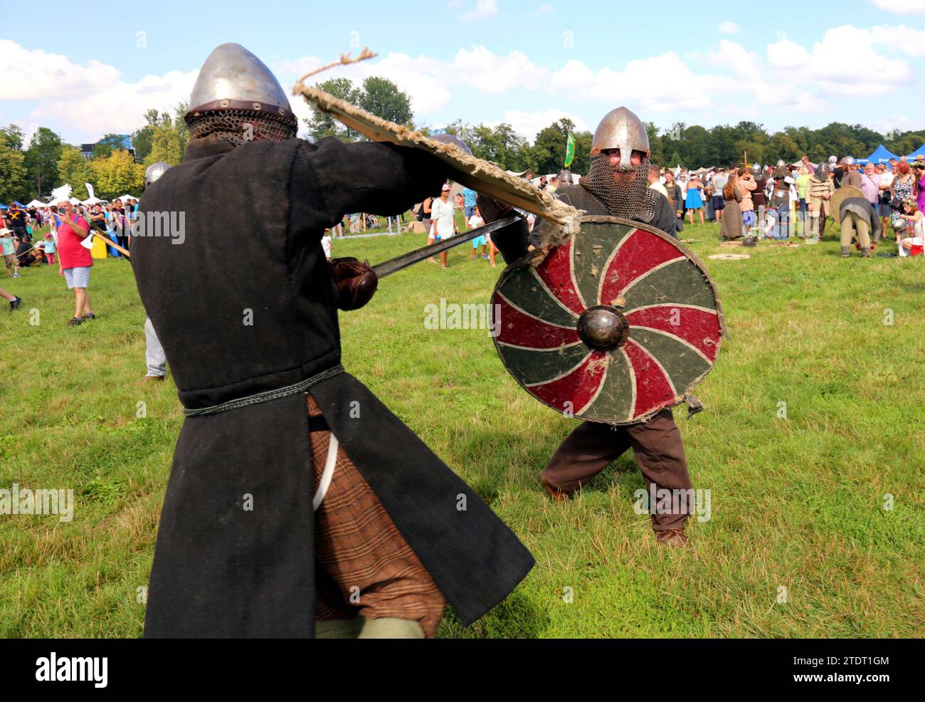 Cracow. Krakow. Poland. Viking warriors battle during the medieval ...