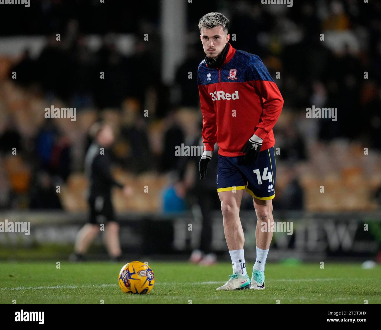 Alex Gilbert #14 of Middlesbrough warms up before the Carabao Cup ...