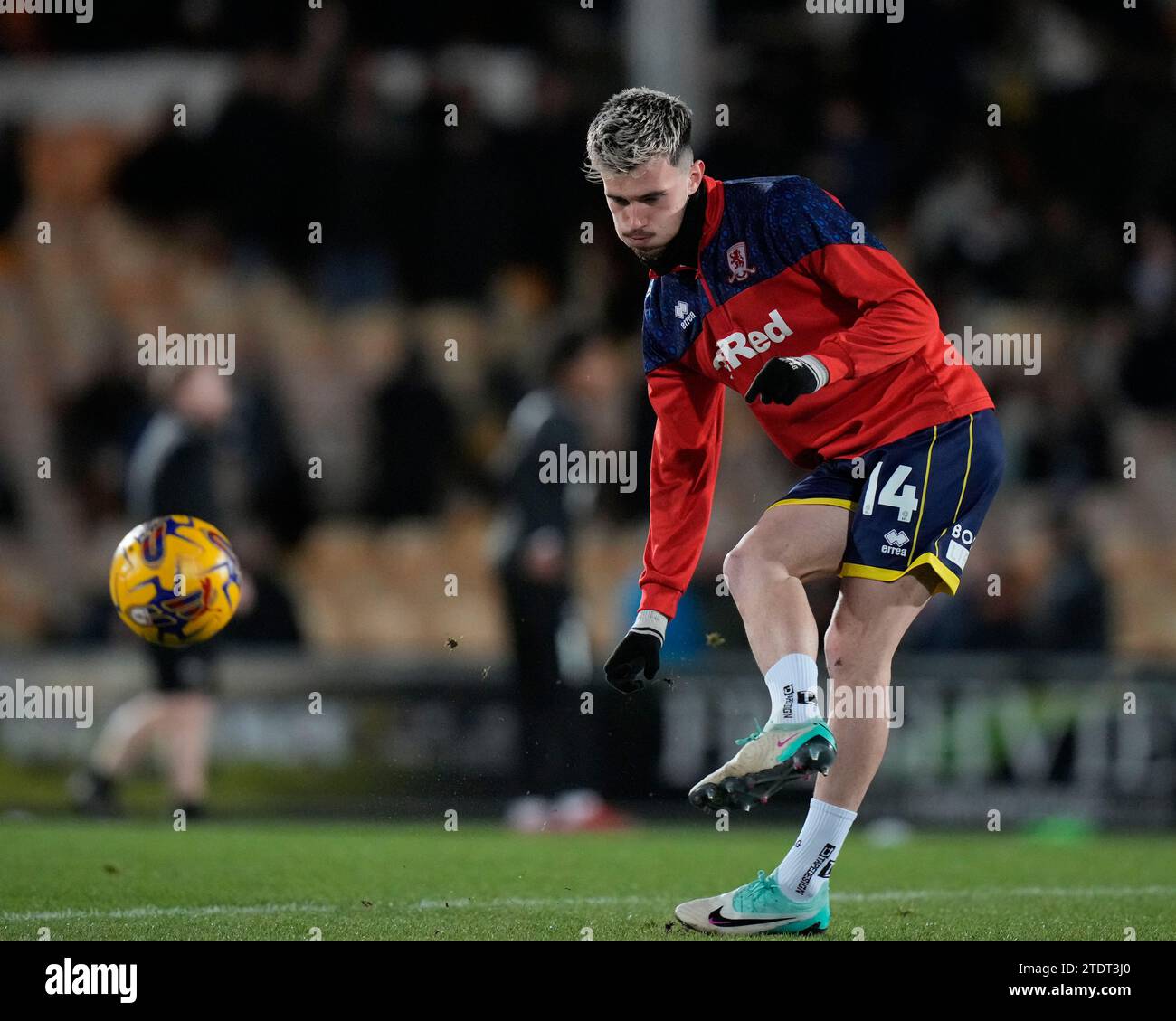 Alex Gilbert #14 of Middlesbrough warms up before the Carabao Cup ...