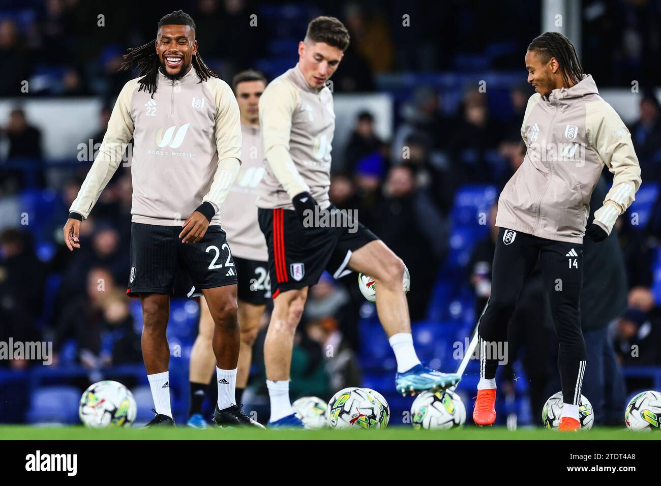 Liverpool, UK. 19th Dec, 2023. Alex Iwobi of Fulham and Bobby Reid of ...