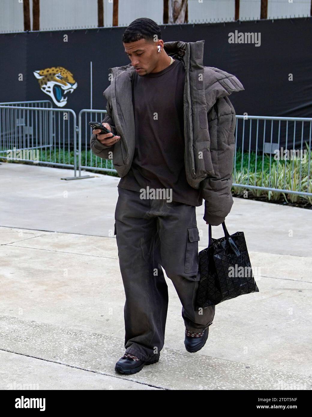 Jacksonville Jaguars tight end Evan Engram arrives at the stadium ...