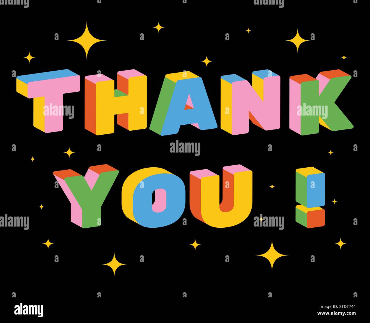 Thank you 3d flat typography vector illustration Stock Vector Image ...
