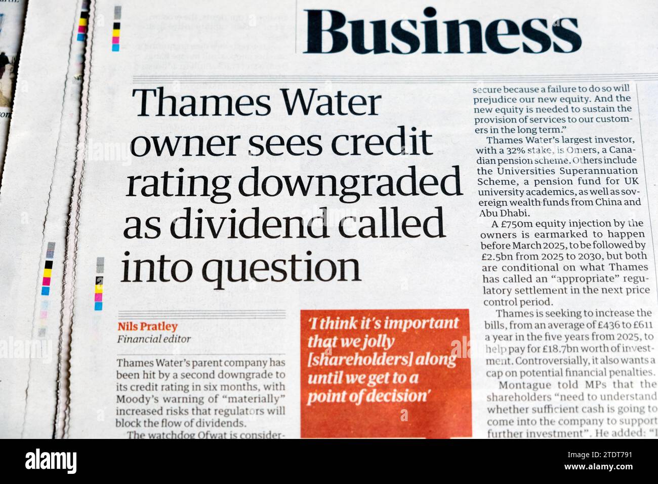 'Thames Water owner sees credit rating downgraded as dividend called ...