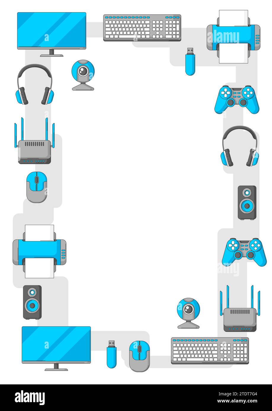 Frame with computer equipment. Gaming technology and work devices Stock ...