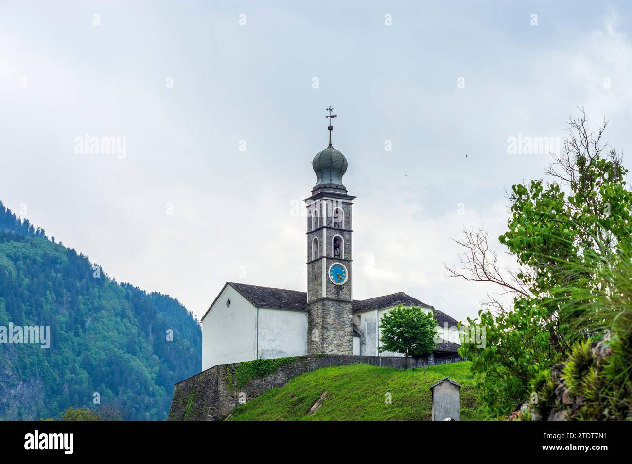 Mesocco: village Mesocco, catholic church San Rocco in Moesa ...