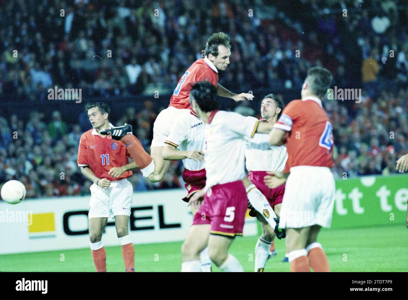 Header duel during qualifying match for the 1998 Football World ...