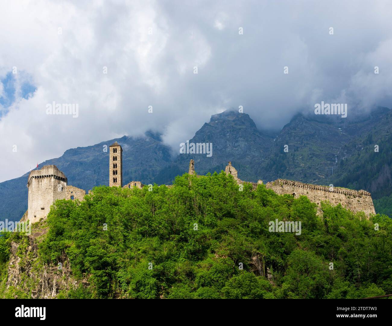 Mesocco: castle Castello di Mesocco, Misox Valley in Moesa, Graubünden ...
