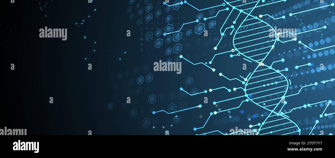 Abstract artificial intelligence DNA technology. Science and social ...