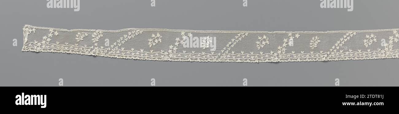 Strip of needle side with double diagonal lines and leaf branches ...