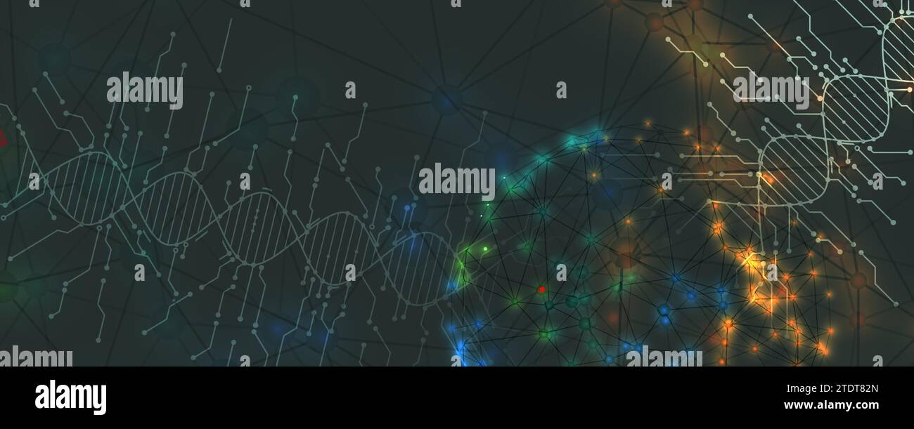 Abstract artificial intelligence DNA technology. Science and social ...