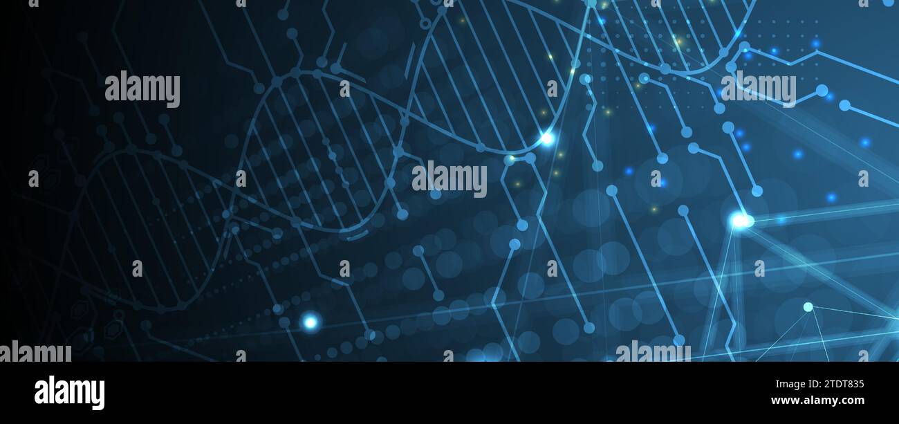 Abstract artificial intelligence DNA technology. Science and social ...