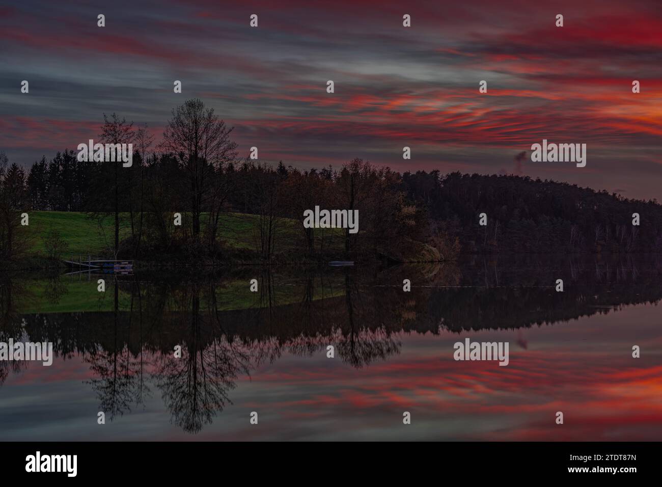 Magic sunset at a lake Stock Photo - Alamy