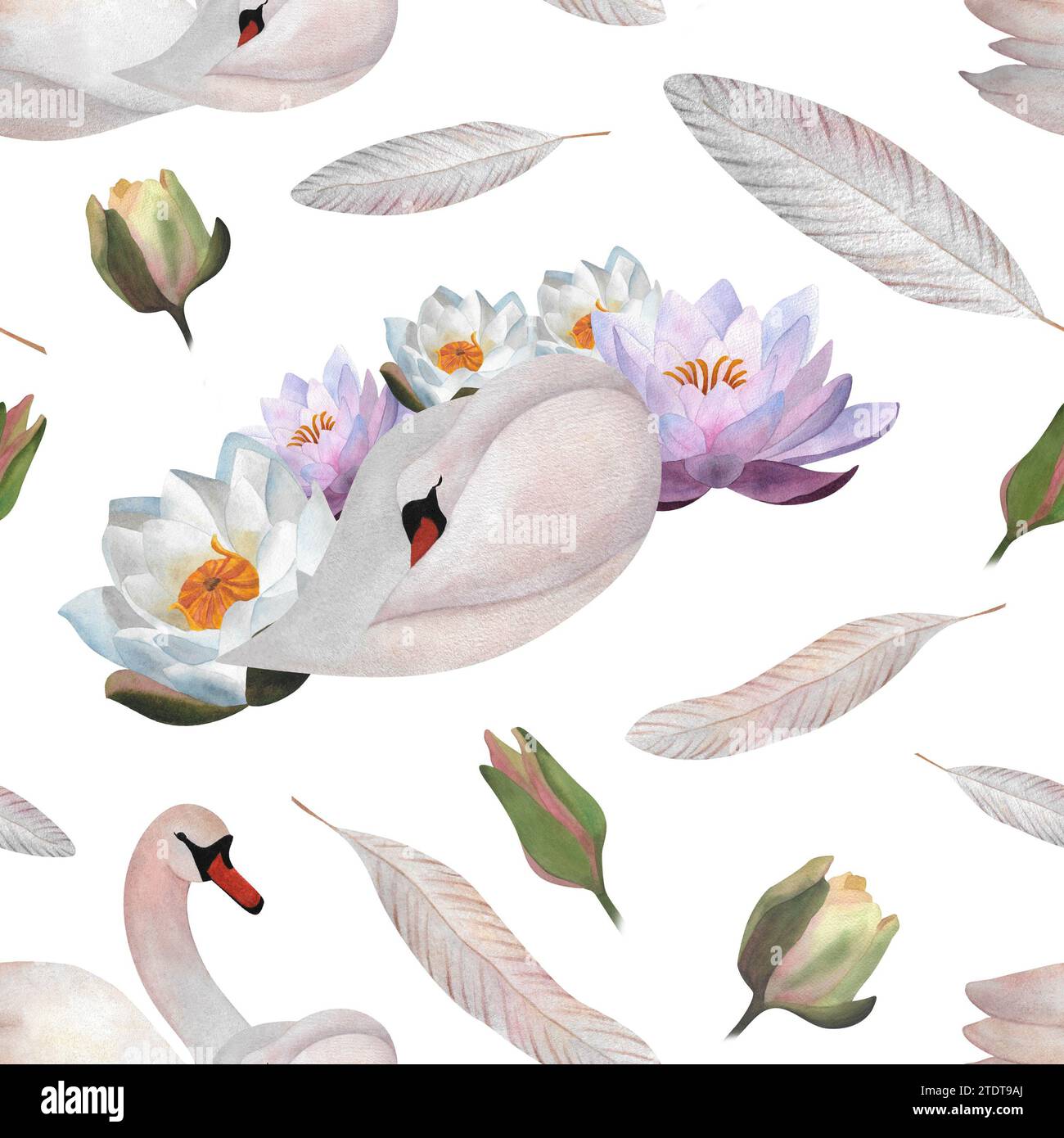 Swan wallpaper pattern hi-res stock photography and images - Alamy