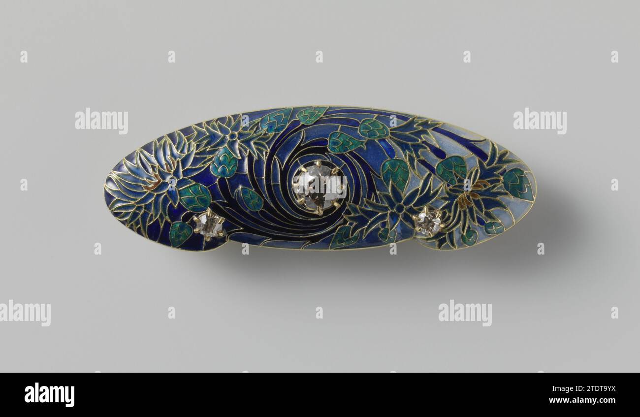 Brooch with cornflowers, René Lalique, c. 1904 - c. 1906 Brooch of gold ...