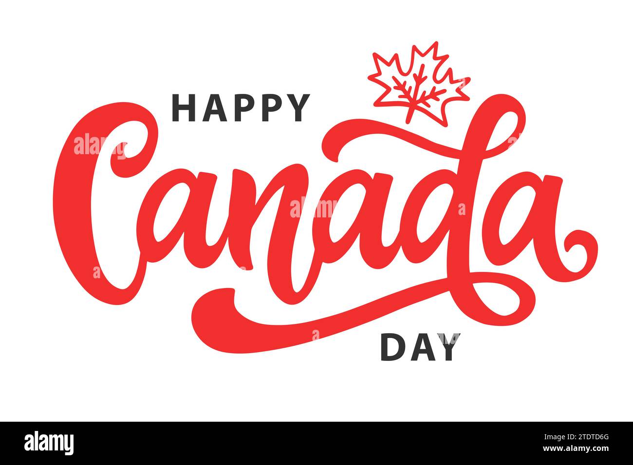 Canada Day Lettering Greeting Card Red Maple Leaf Stock Vector Image ...