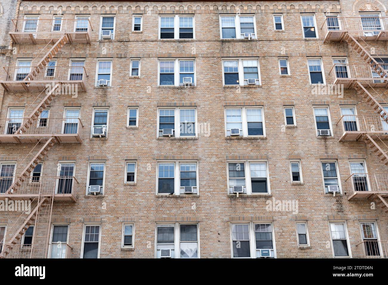 Fire escape on a building. Fire escape ladder. Detail view of an old ...