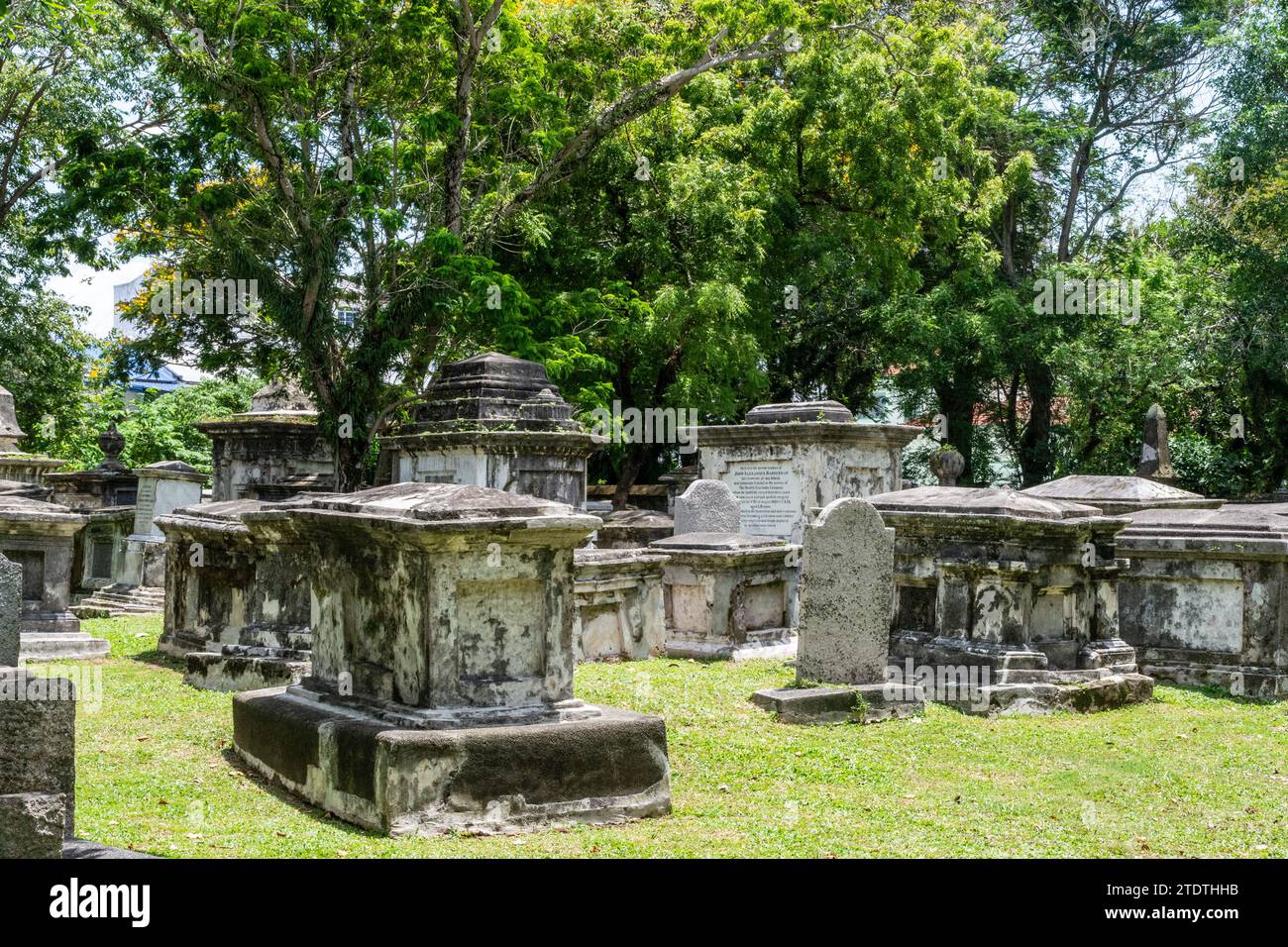 George Town, Penang, Malaysia - March 10th 2018: Gravestones in the Old ...