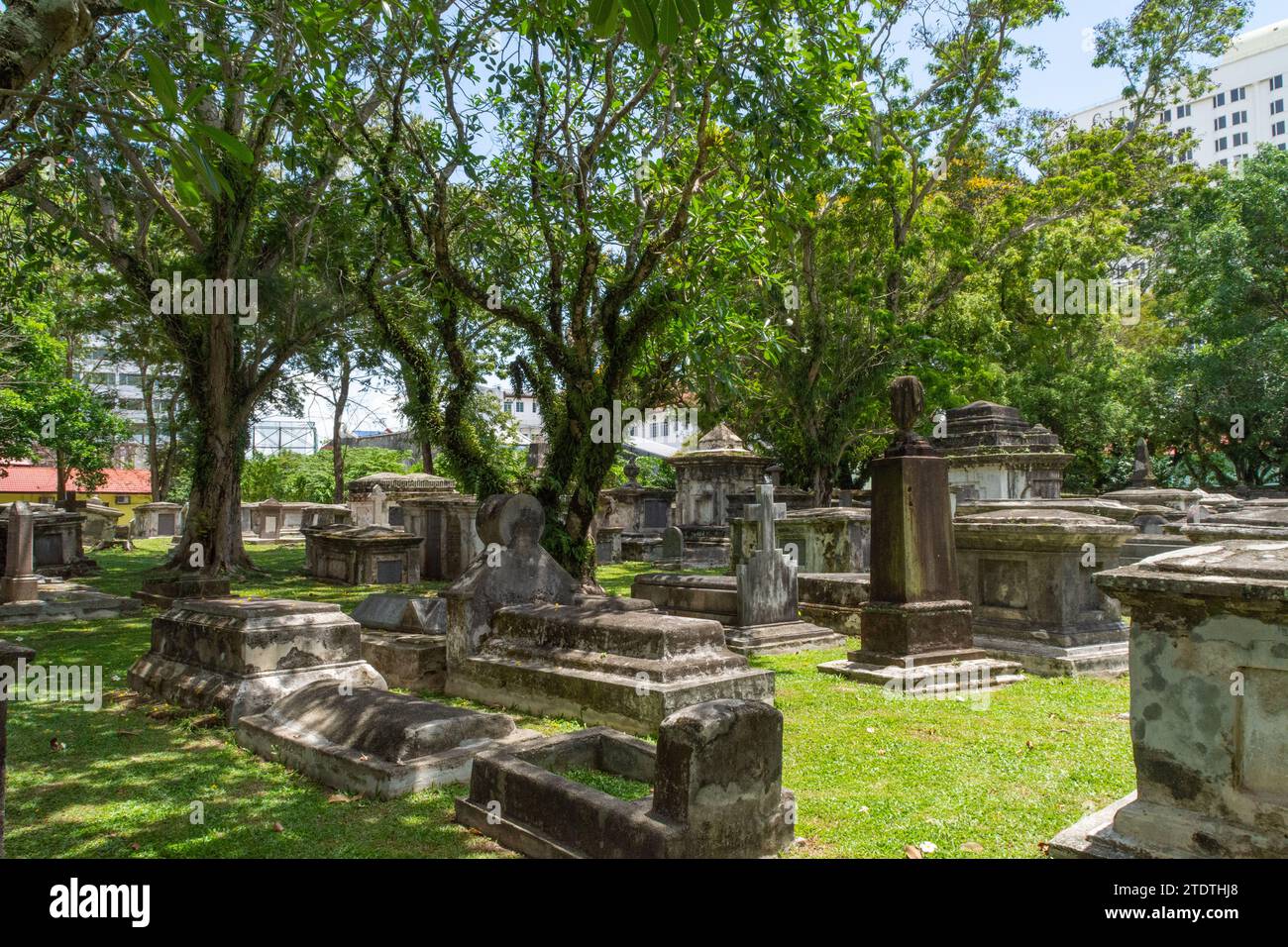 George Town, Penang, Malaysia - March 10th 2018: Gravestones in the Old ...