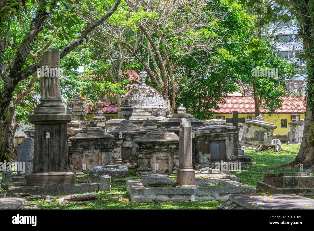 George Town, Penang, Malaysia - March 10th 2018: Gravestones in the Old ...