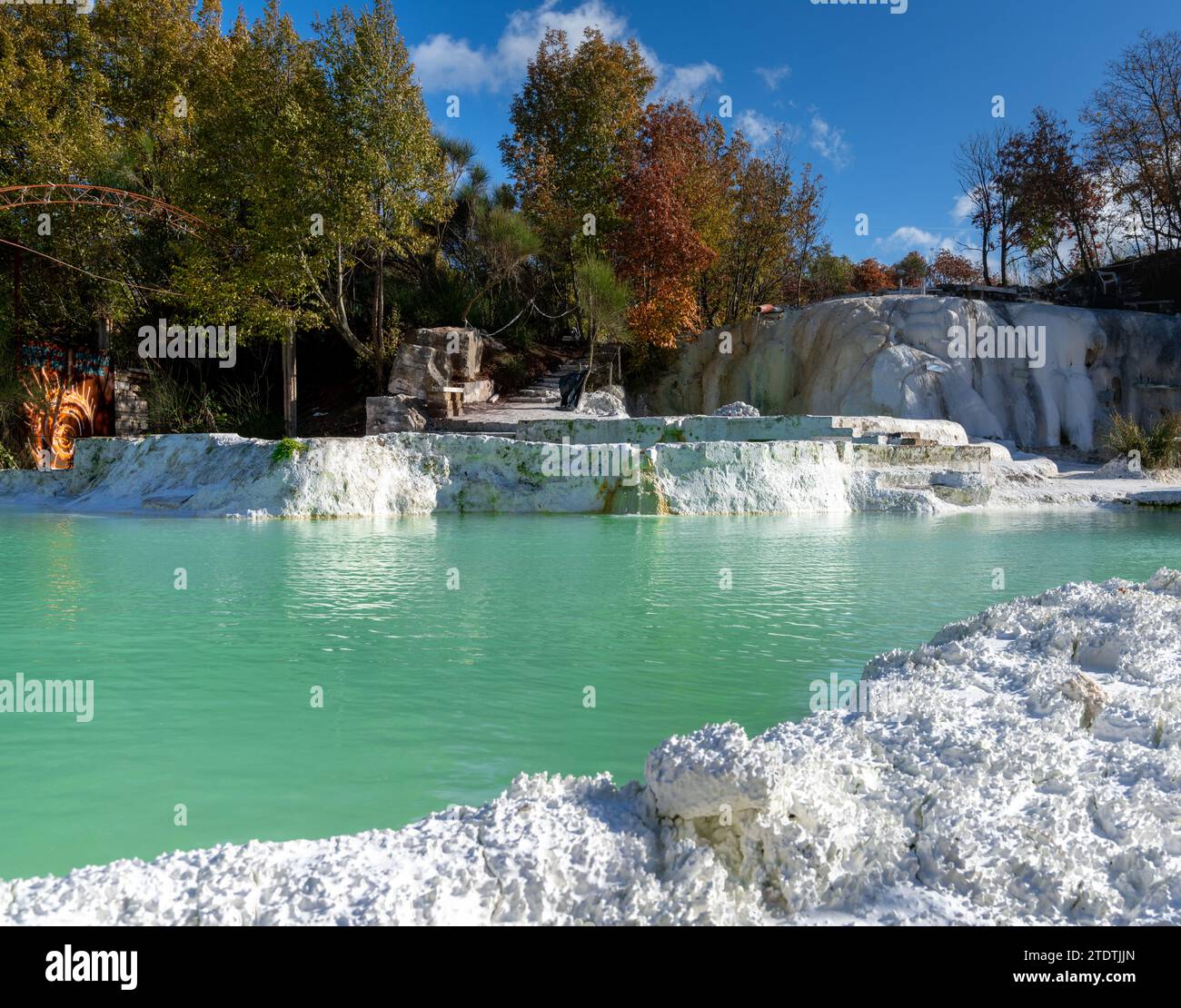 scenic hot springs thermal baths with turquoise water under fall ...