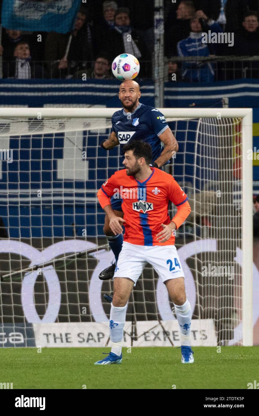 Sinsheim, Deutschland. 19th Dec, 2023. Strafraumszene, v.li. Luca ...