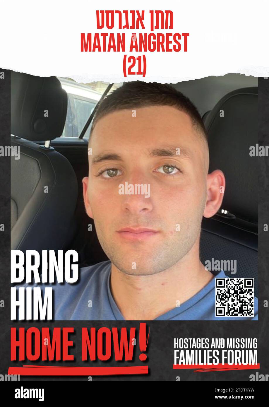 Jerusalem, Israel. 19th Dec, 2023. Poster shows hostage MATAN ANGREST ...