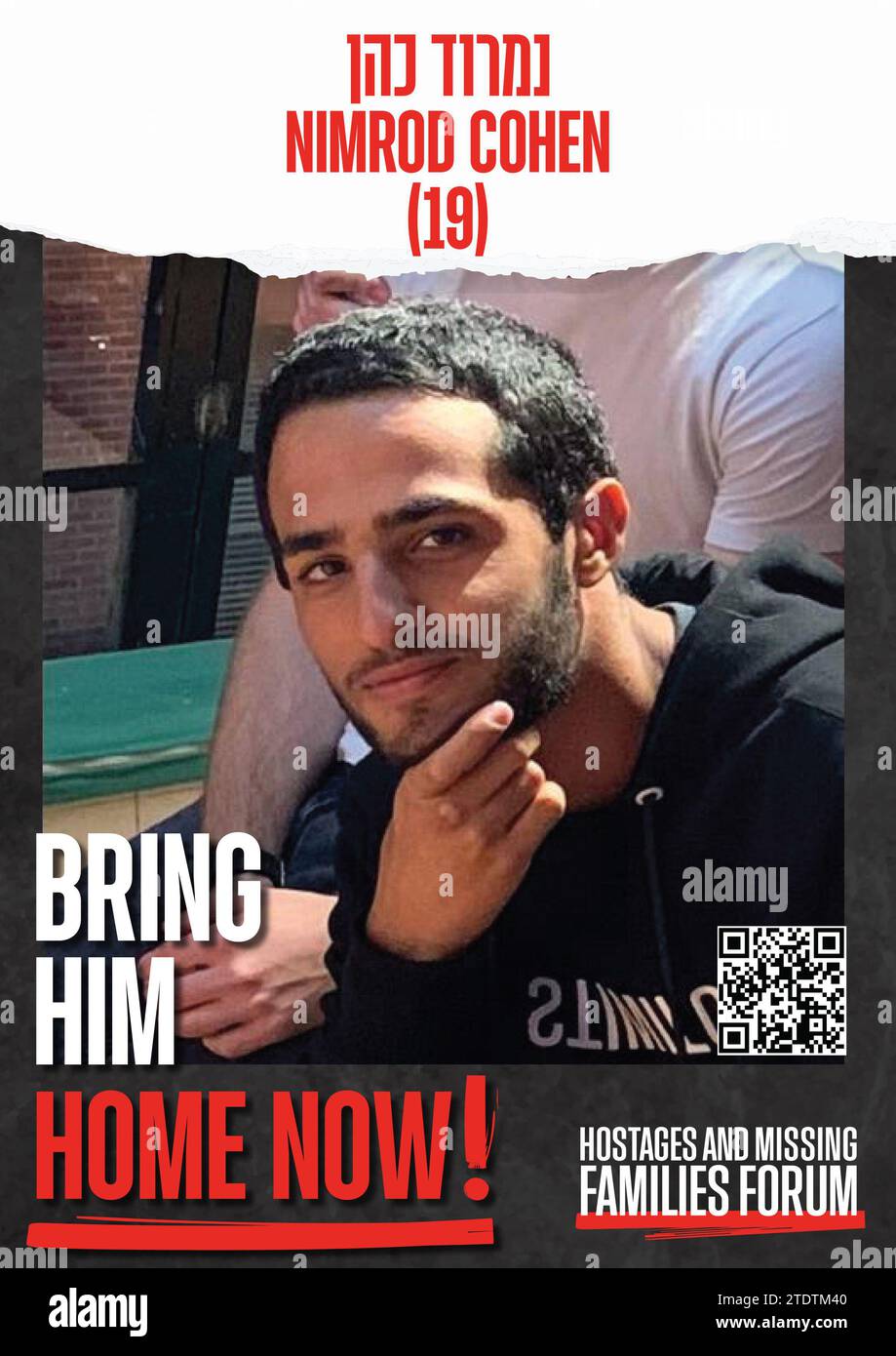 Jerusalem, Israel. 19th Dec, 2023. Poster shows hostage NIMROD COHEN ...