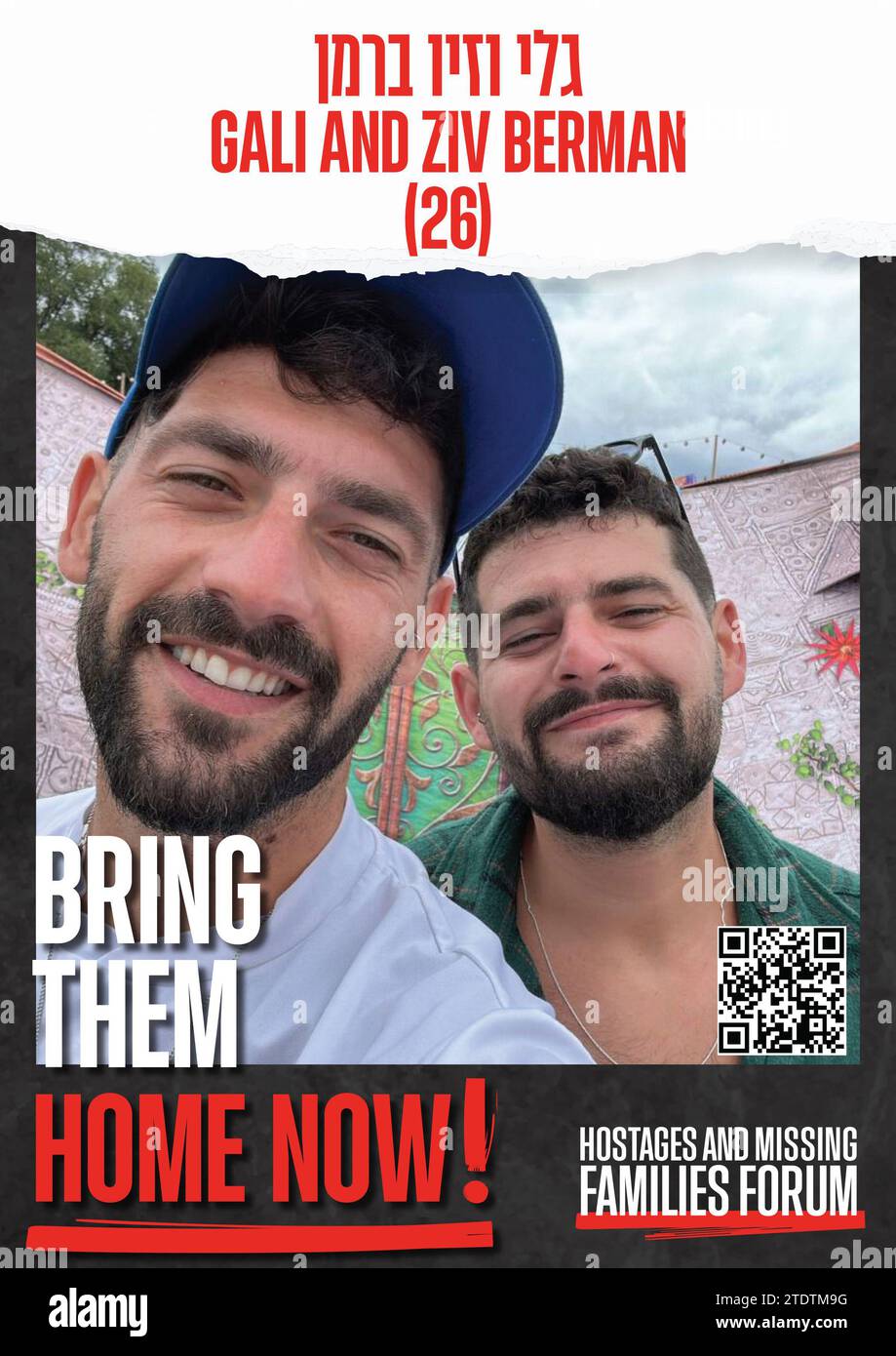 Jerusalem, Israel. 19th Dec, 2023. Poster shows hostage GALI and ZIV ...