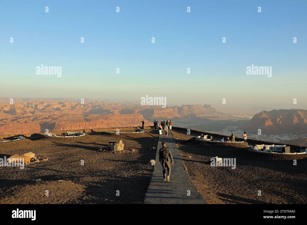 Tourists at Harrat Viewpoint overlooking AlUla in Saudi Arabia Stock ...
