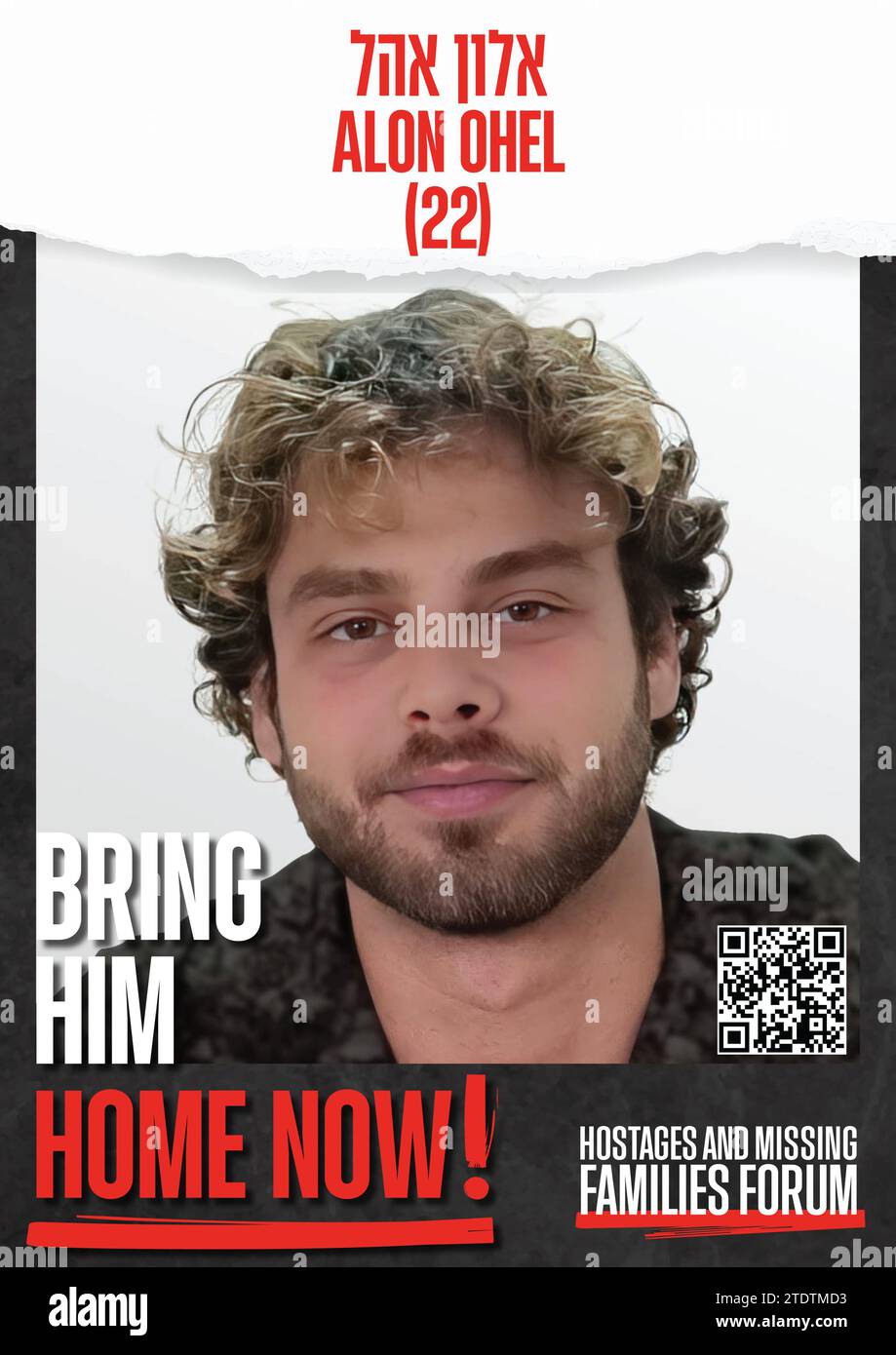 Jerusalem, Israel. 19th Dec, 2023. Poster shows hostage ALON OHEL (22) held by Hamas since Oct 7 ...