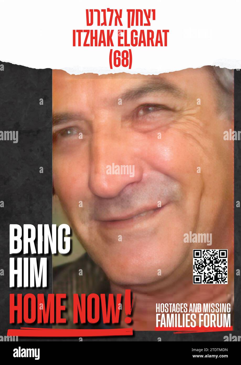 Jerusalem, Israel. 19th Dec, 2023. Poster shows hostage YITZHAK ELGARAT ...