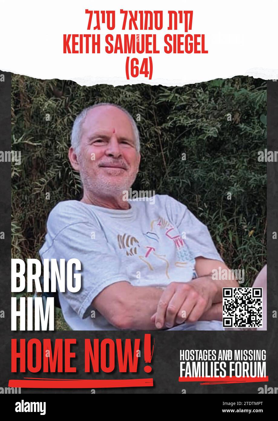 Jerusalem, Israel. 19th Dec, 2023. Poster shows hostage KEITH SAMUEL SIEGEL (64) held by Hamas ...