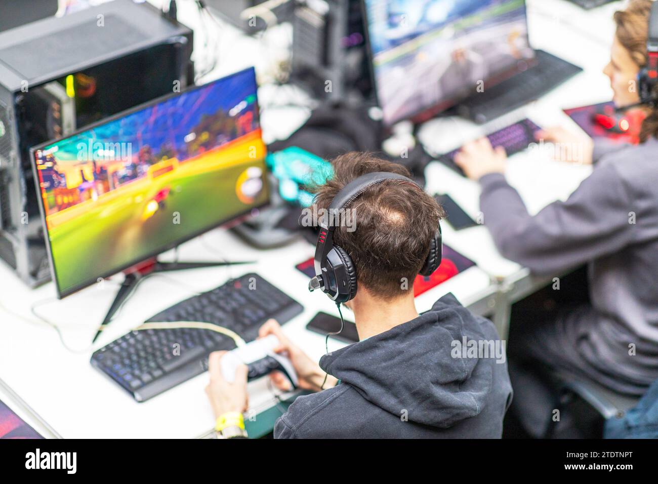 Gamer playing online computer video game Stock Photo - Alamy