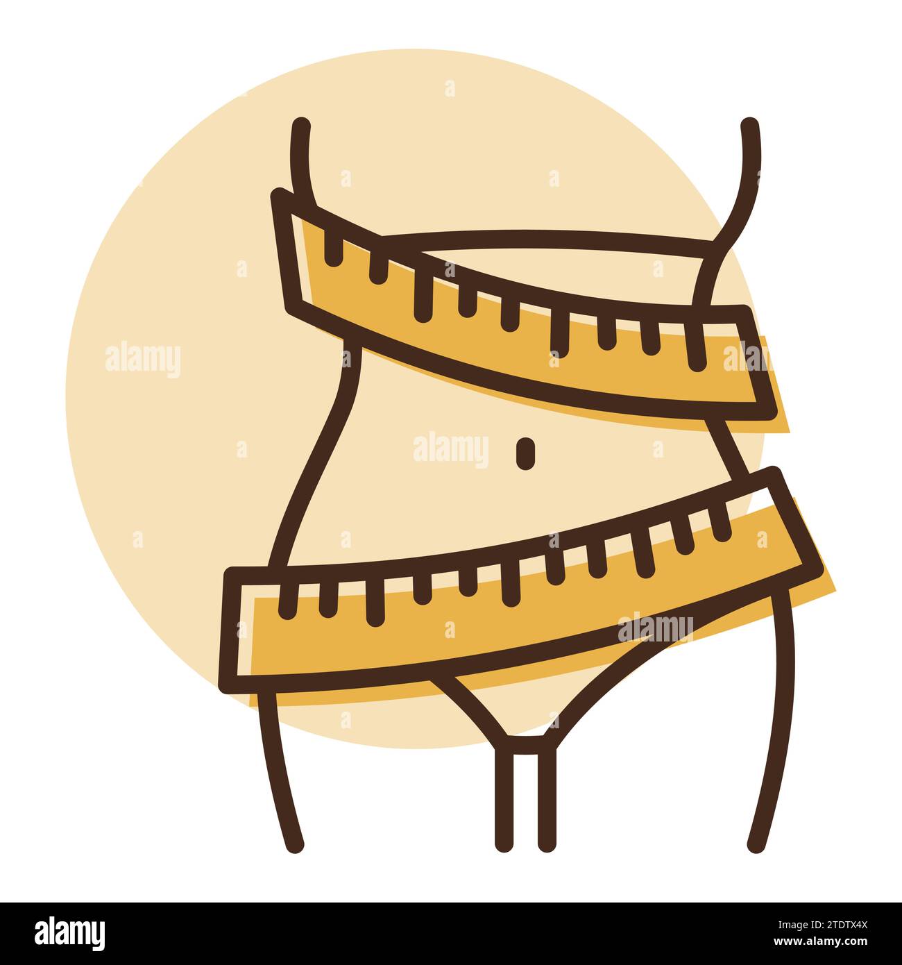 Elegant women's waist with measuring tape vector icon. Graph symbol for ...