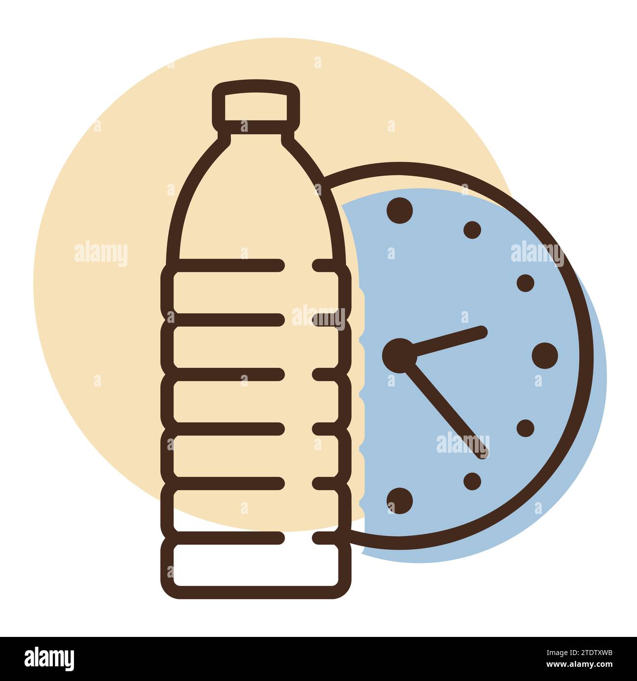 Time to drink water vector icon. Water bottle with watch sign. Graph ...