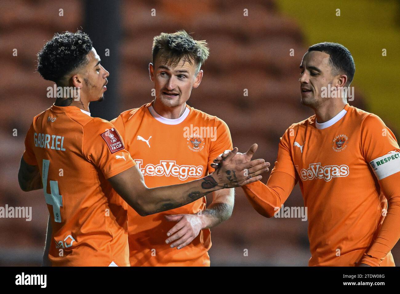Jordan Lawrence-Gabriel #4 of Blackpool celebrates his goal to make it ...