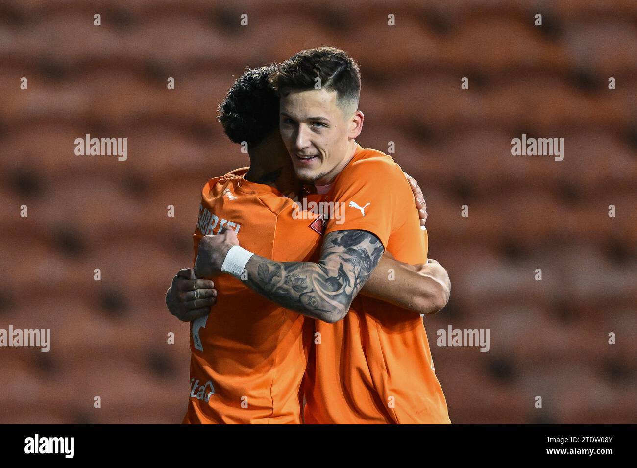 Jordan Lawrence-Gabriel #4 of Blackpool celebrates his goal to make it ...