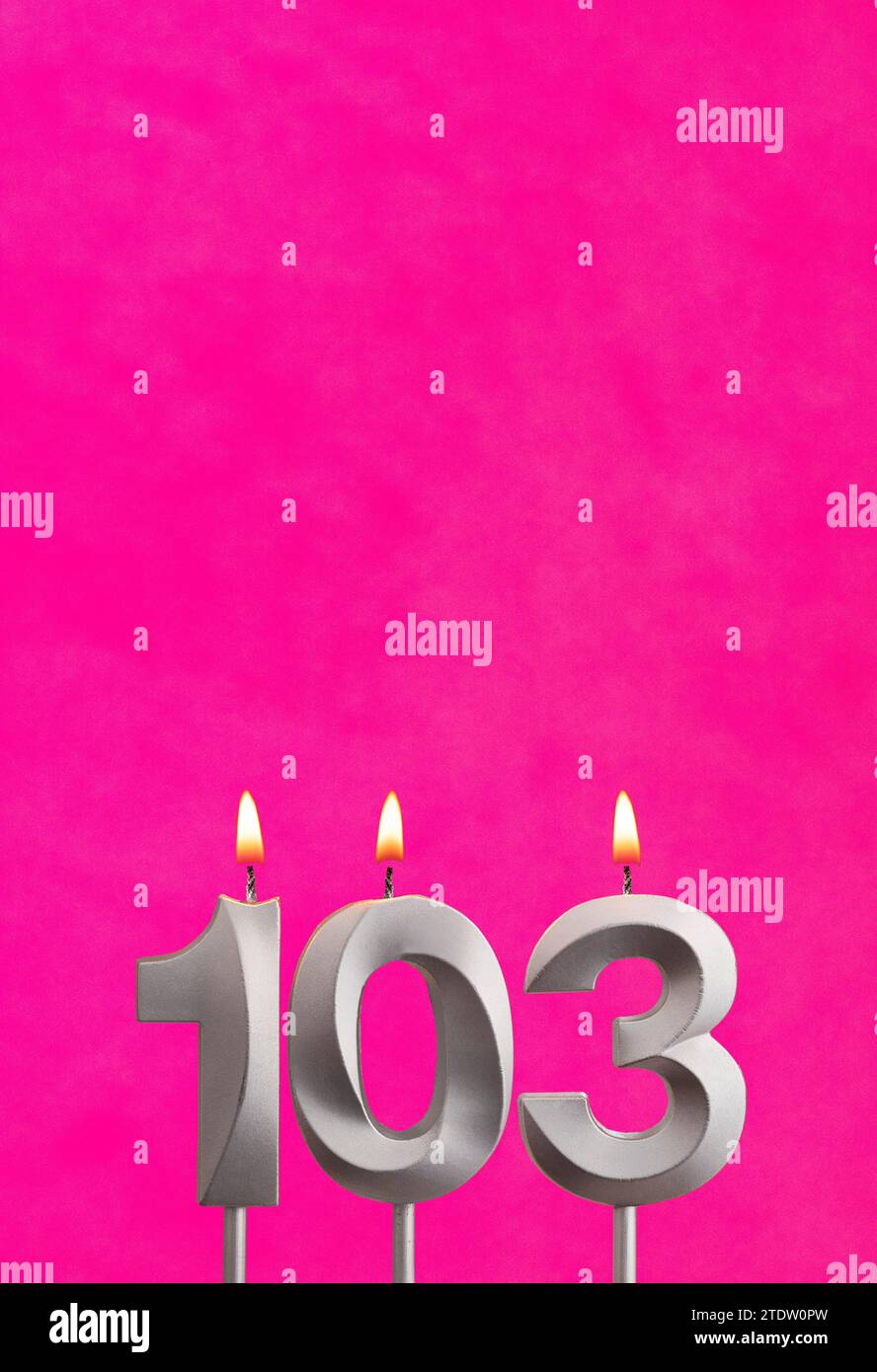 Candle number 103 - Birthday celebration on fuchsia background Stock ...